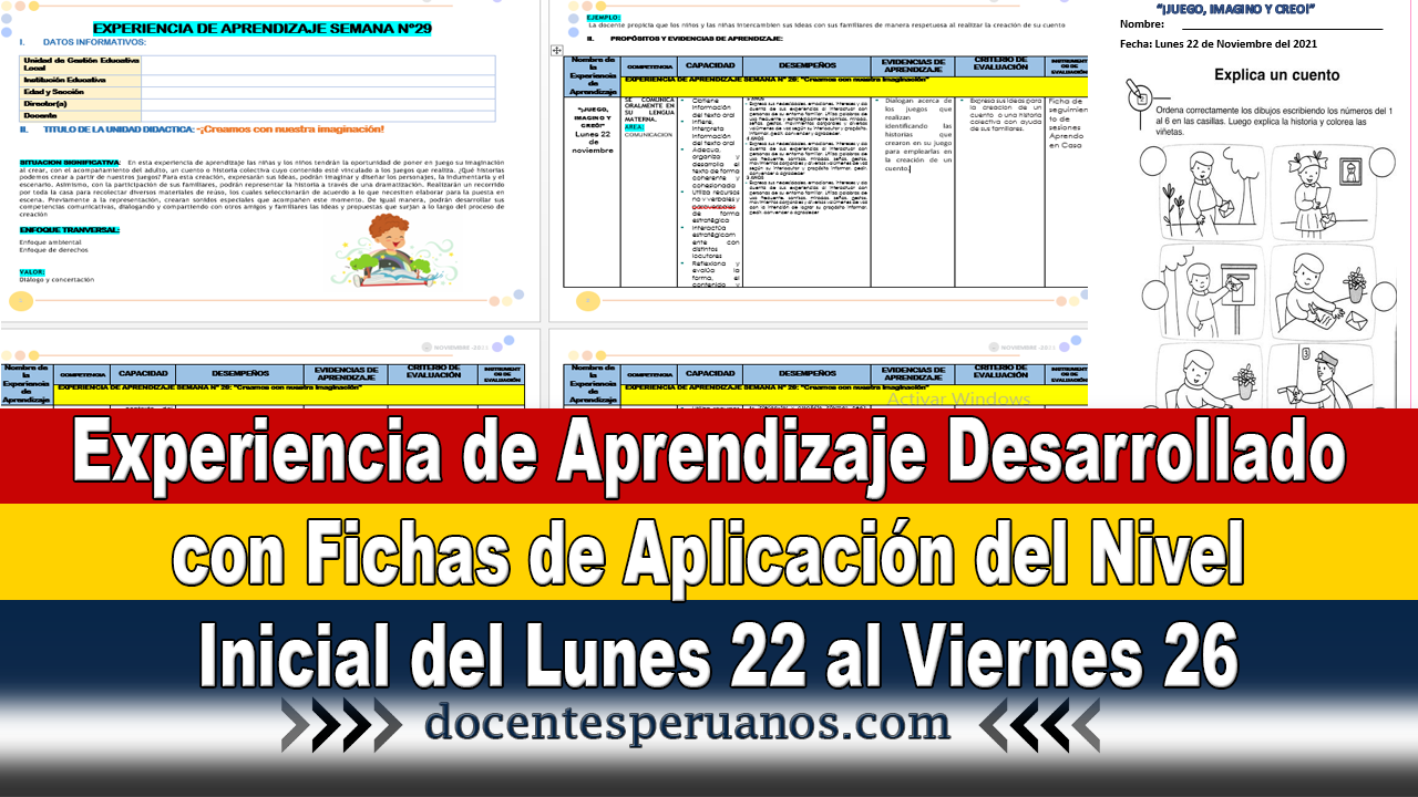 Experiencia de Aprendizaje Desarrollado con Fichas de Aplicación del ... Experiencia de Aprendizaje Desarrollado con Fichas de Aplicación del ...