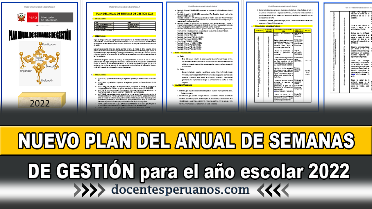 Nuevo Plan Del Anual De Semanas De GestiÓn Para El Año Escolar 2022