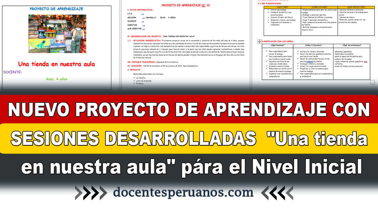 NUEVO PROYECTO DE APRENDIZAJE CON SESIONES DESARROLLADAS NUEVO PROYECTO DE APRENDIZAJE CON SESIONES DESARROLLADAS