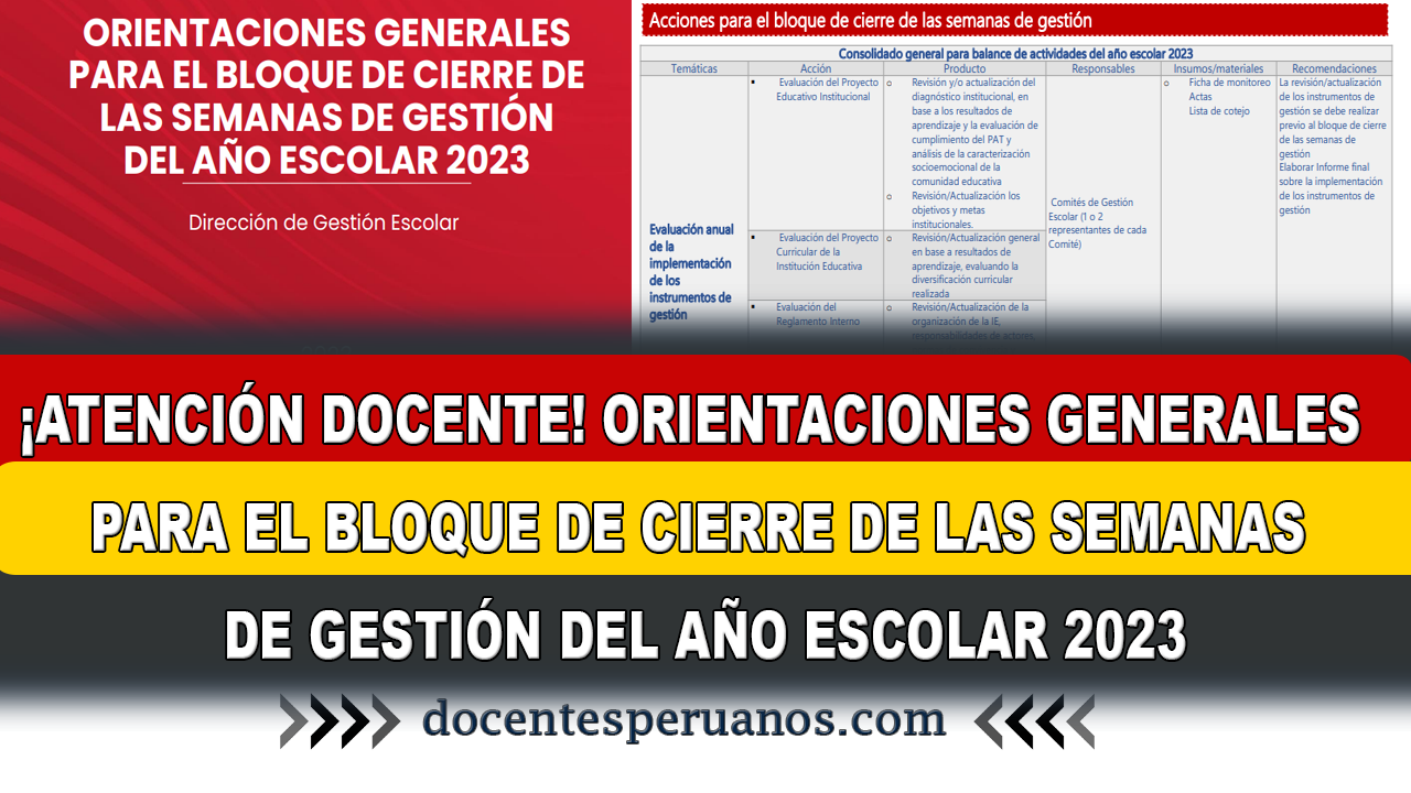 ¡atenciÓn Docente Orientaciones Generales Para El Bloque De Cierre De